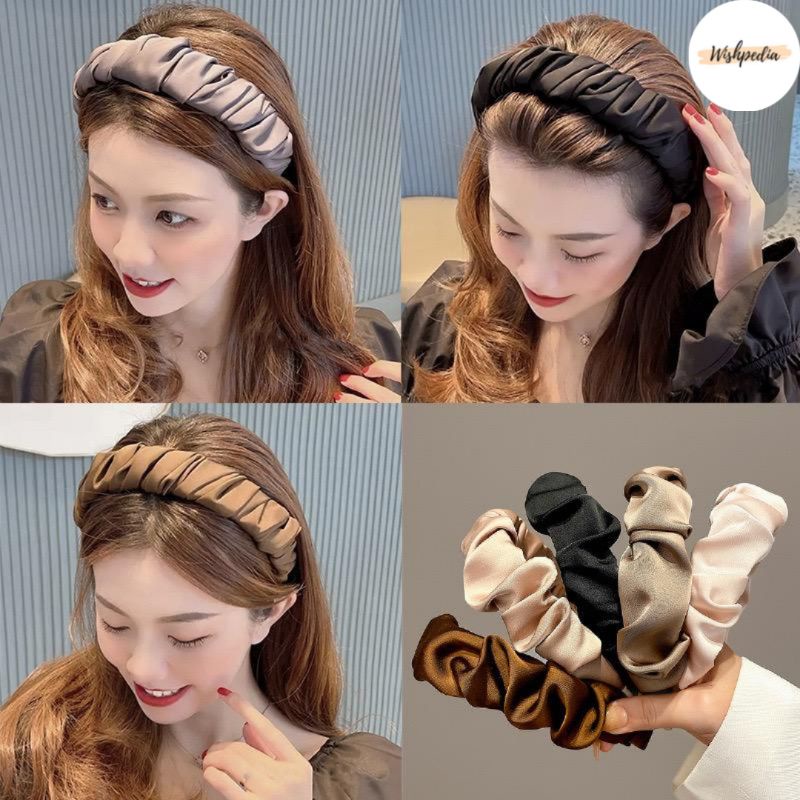 Jual artha headband / bandana scrunchie kain satin / bando wanita korea ...