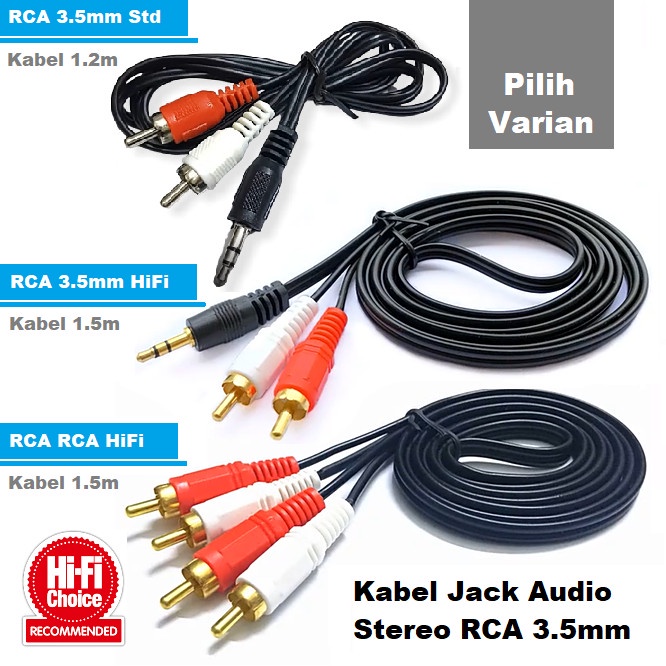 Jual Kabel Audio HiFI Stereo RCA to Jack AUX 3.5mm Male Cable Splitter 2-1 | Shopee Indonesia