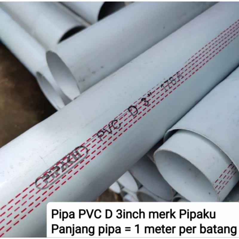 Jual Pipa PVC D 3" 3 inch bukan rucika panjang 1 meter per batang meteran eceran | Shopee Indonesia