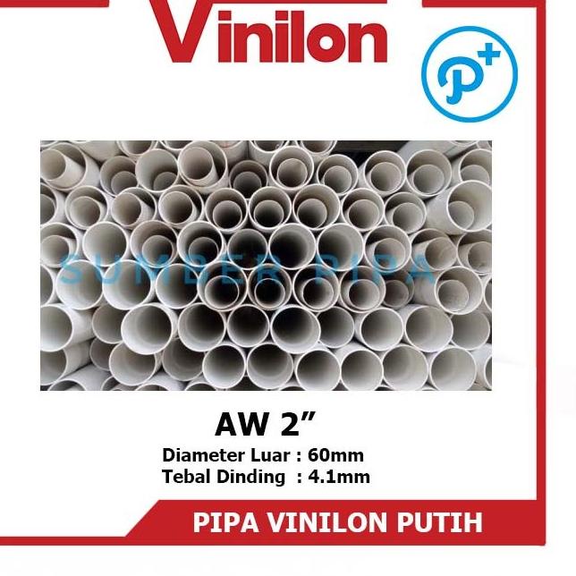 Jual Pipa Pralon PVC Air Bersih Vinilon AW 2" 2 Inch Panjang 4M ...