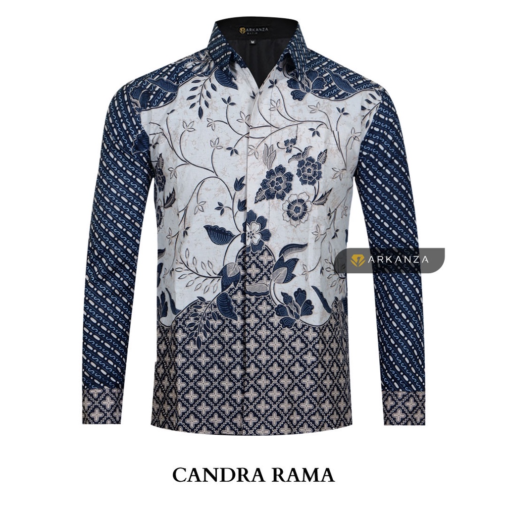 Jual BATIK ARKANZA Kemeja Batik Pria Kerja Warna Navy Biru Dongker Lengan Panjang Slimfit ...