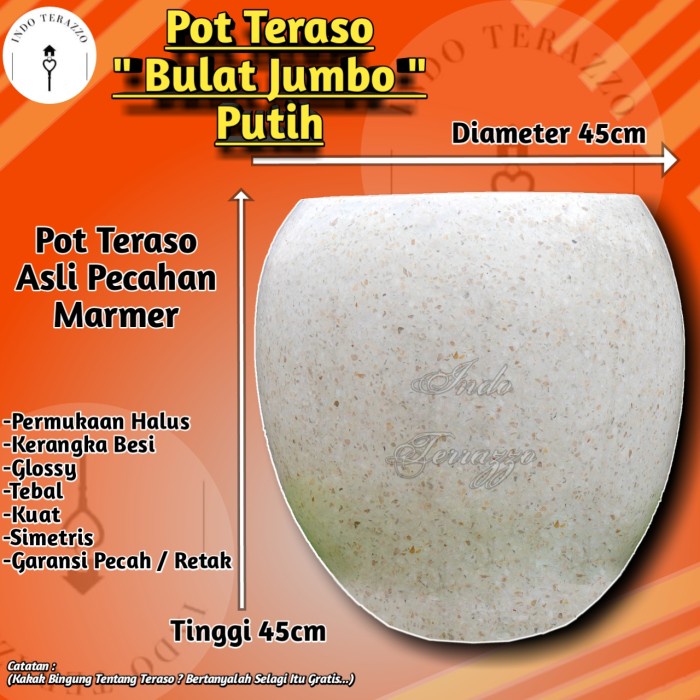 Jual INDO TERAZZO POT TANAMAN KERAMIK MARMER TERASO TIPE BULAT D45 ...