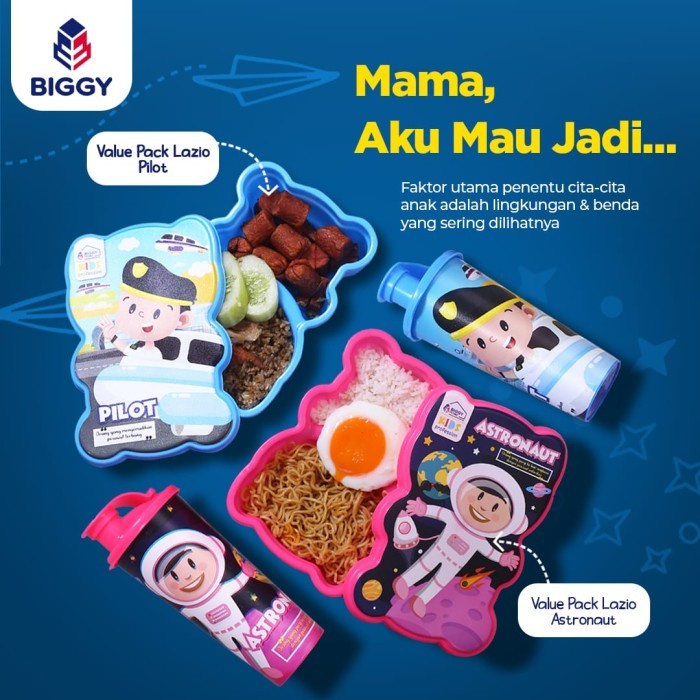 Jual Lunch Box Set / Kotak Bekal + Botol Minum Anak Merk Biggy - Lazio ...