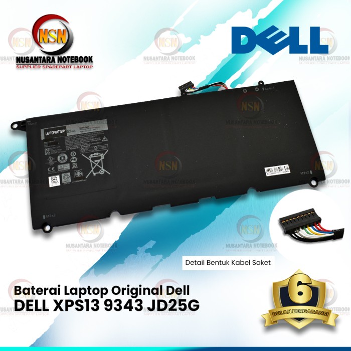 Jual Baterai Laptop DELL XPS 13 9350 9343 JD25G 7.4V 52Wh | Shopee ...