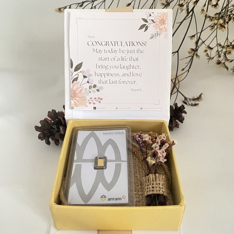 Jual LM Emas 0,1 / 0.25 gram / Kado Emas / Gold Gift Box / Hamper emas ...