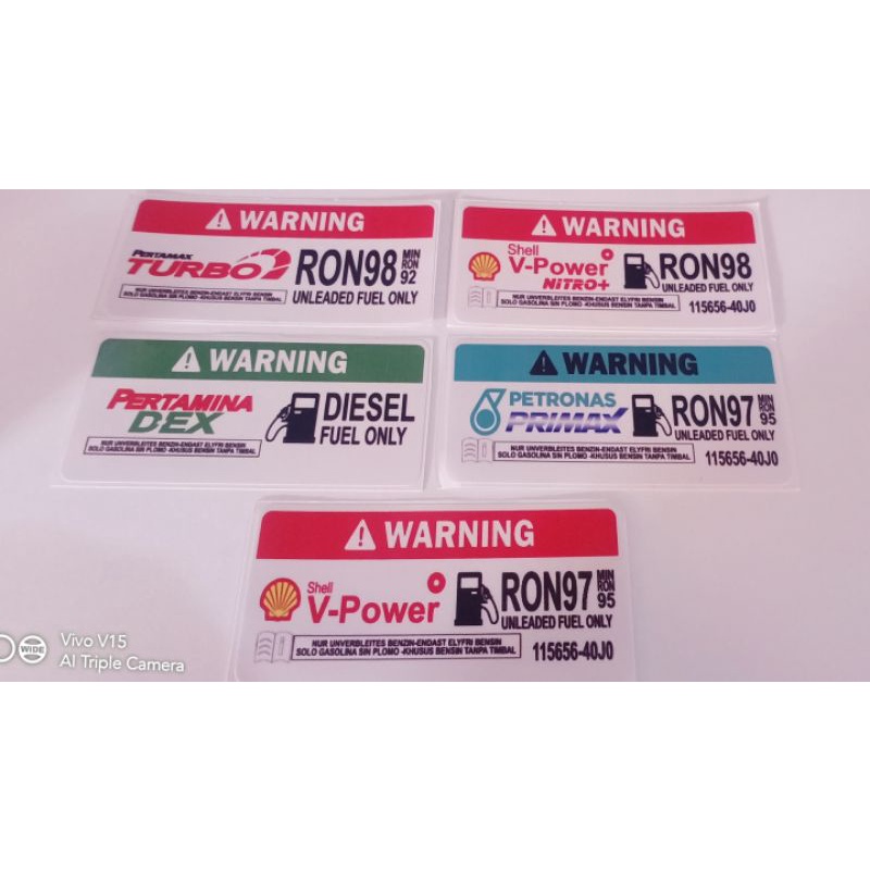 Jual STICKER PRINTING UNLEADED FUEL ONLY BAHAN bakar ron pertamax shell ...