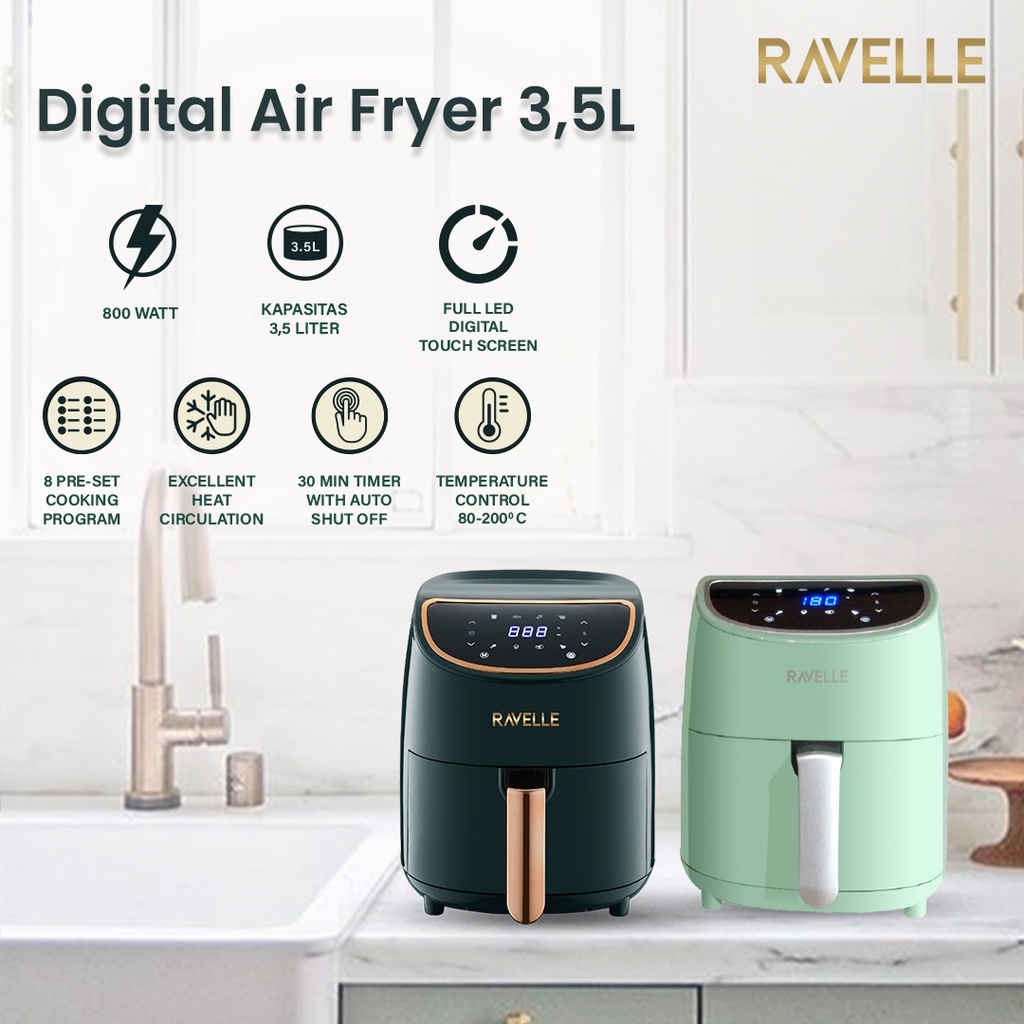 Jual Ravelle Air Fryer Digital Kapasitas 3,5Liter - GARANSI RESMI ...