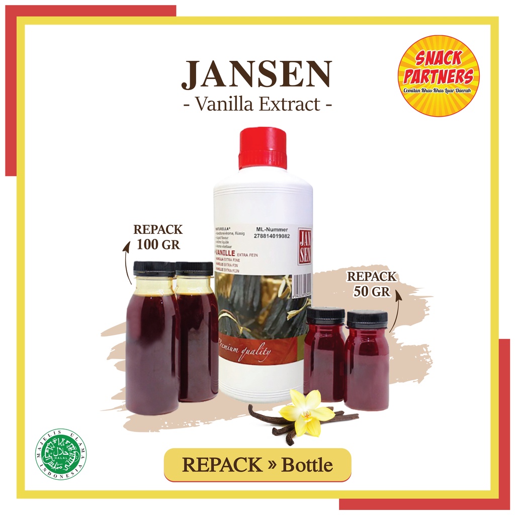 Jual JANSEN Vanilla Extract REPACK 50 GR / 100 GR [ Halal ] / Perisa ...