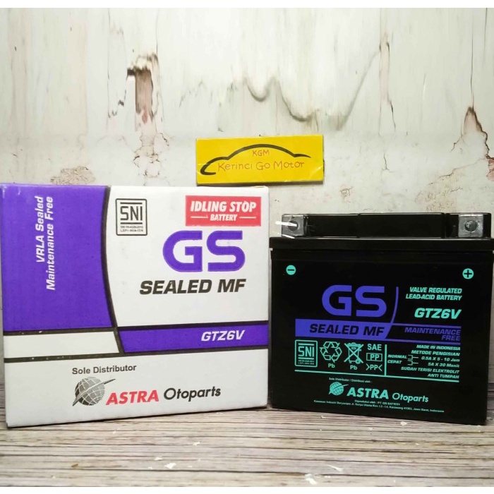 Jual GS ASTRA AKI MOTOR GTZ6V GTZ-6V MF ACCU MOTOR SATRIA 150 MIO GT ...