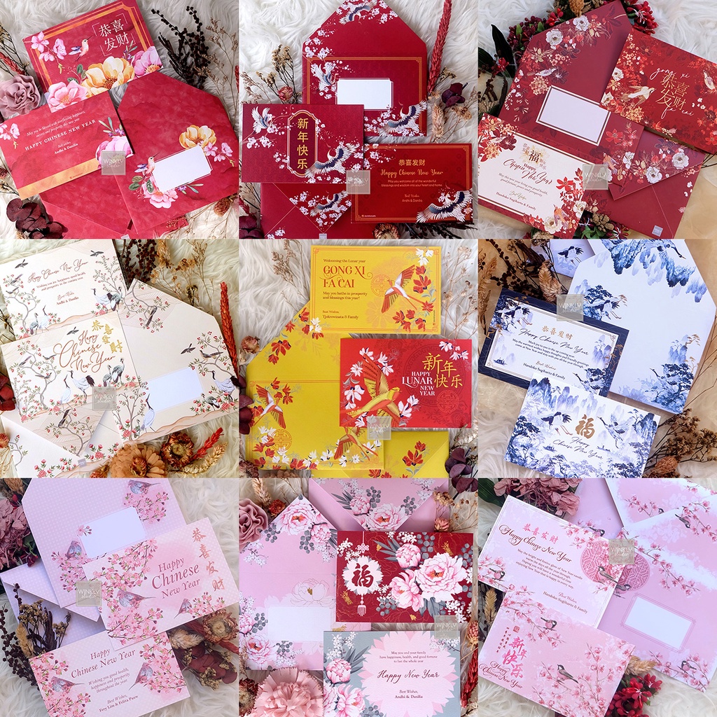 Jual 8pcs Kartu Imlek Custom Greeting Card CNY Kartu Ucapan Sincia 2024 ...