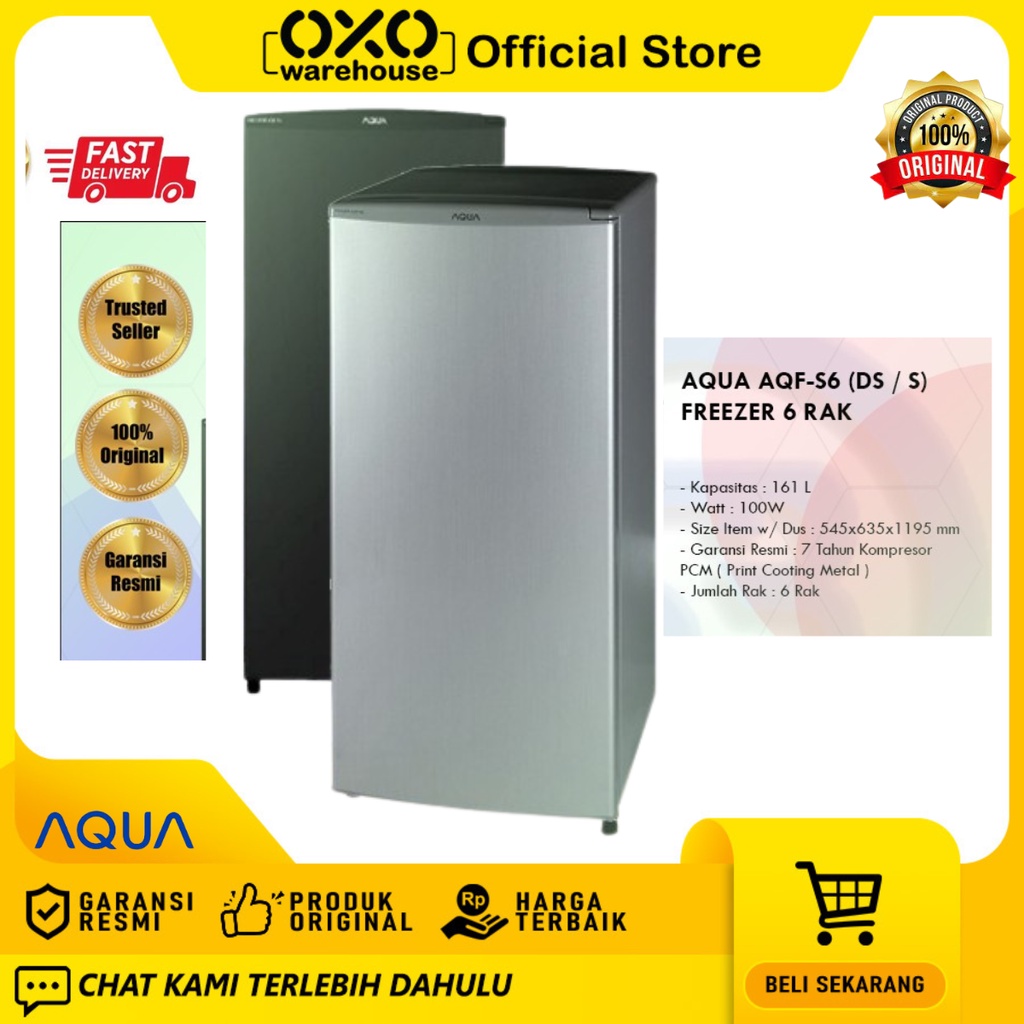 Jual AQUA FREEZER AQF-S6 DS/S 6 Rak 176 Liter Low Watt Garansi Resmi | Shopee Indonesia