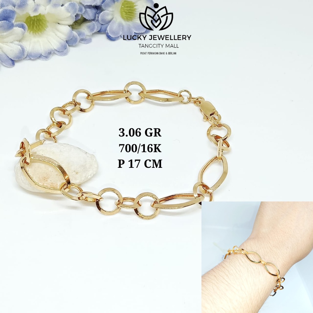 Jual GELANG HOLO OVAL EMAS KUNING KADAR 700/16K 3.06 GR P 17 CM ...