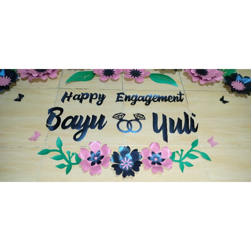 Jual tulisan happy engagement/wedding/birthday +bunga bawah | Shopee ...