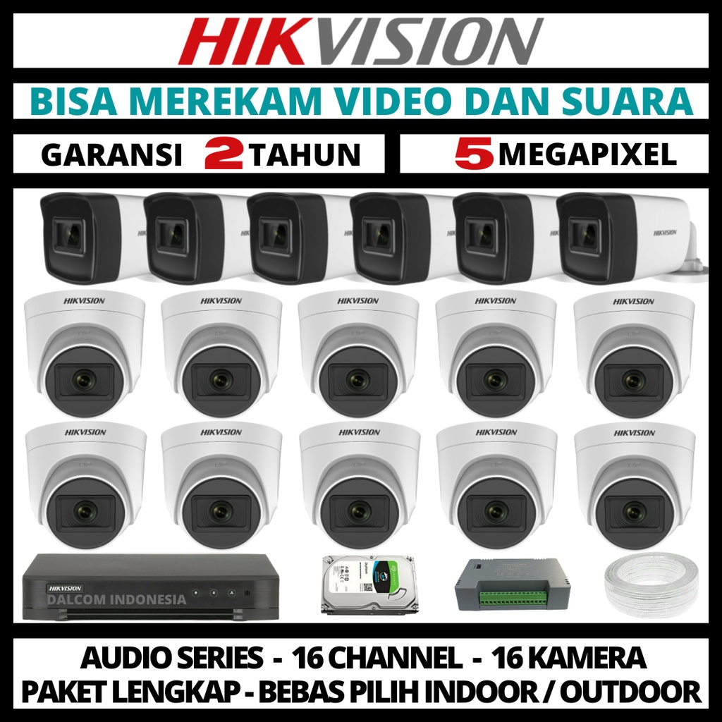 Jual PAKET CCTV HIKVISION 5MP 16 CHANNEL 16 CAMERA TURBO HD KAMERA CCTV & DVR FULL HIKVISION ...