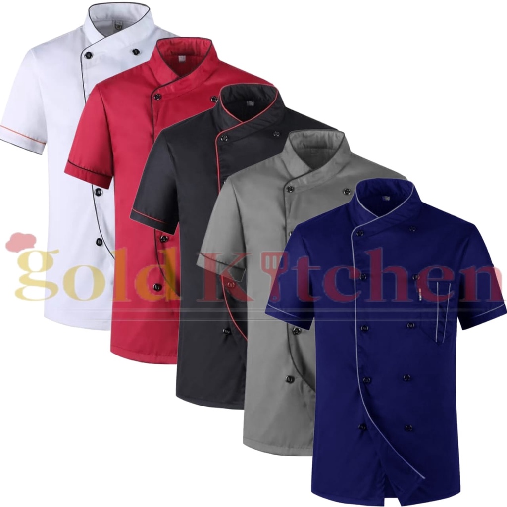 Jual Baju Koki Chef Jacket Lengan Pendek Unisex Pria Wanita | Shopee ...