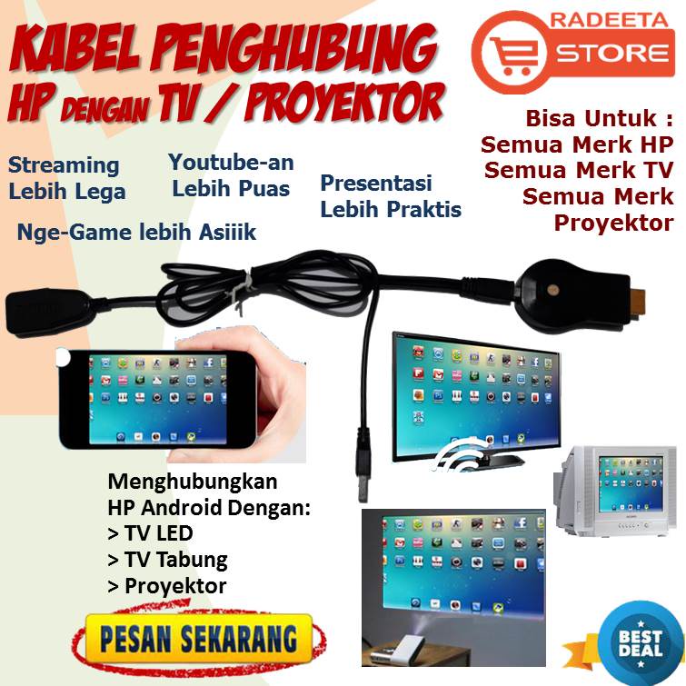 Jual Kabel Penghubung HP dengan TV Televisi - HDMI Dongle Anycast - M9 ...