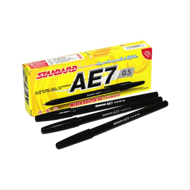 Jual Pulpen Standard AE7 0,5mm (12pcs)[Warna Hitam] | Shopee Indonesia