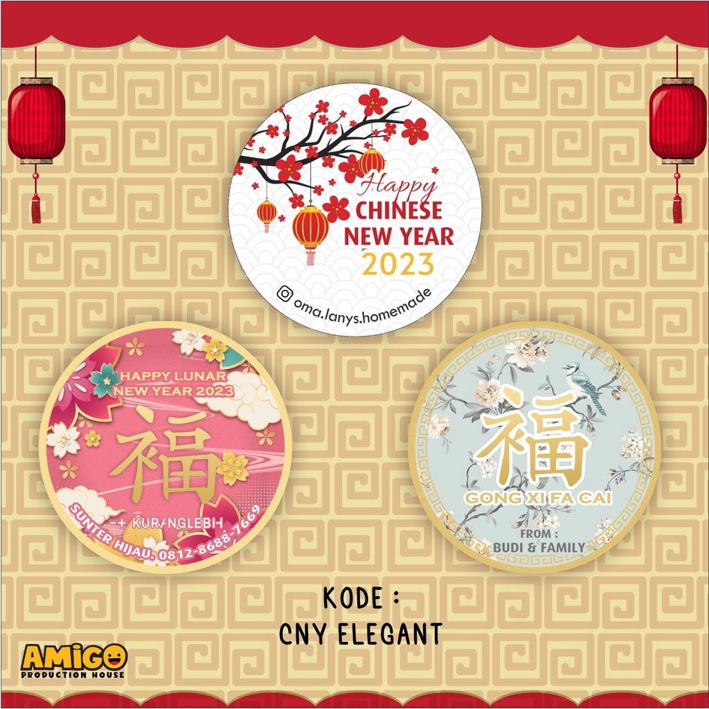 Jual sticker bulat packaging imlek chinese happy new year 2025 toples ...
