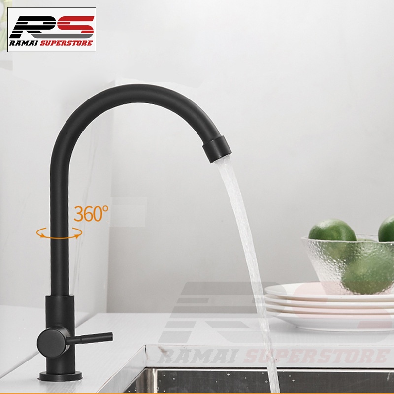Jual Keran Dapur Kran Angsa Cuci Piring Sink 304 Hitam Premium | Shopee ...