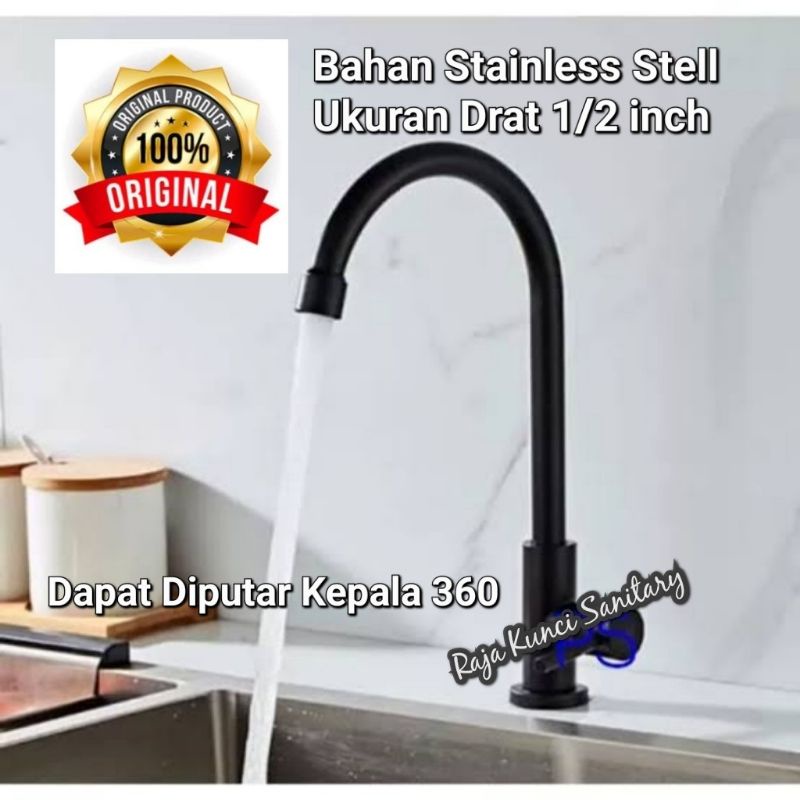 Jual Kran Angsa Meja Stainless Stell Hitam Black/Kran Bak Cuci Piring ...