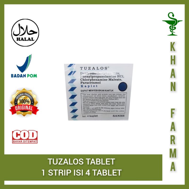 Jual TUZALOS TABLET 1 STRIP ISI 4 TABLET OBAT DEMAM BATUK DAN PILEK ...