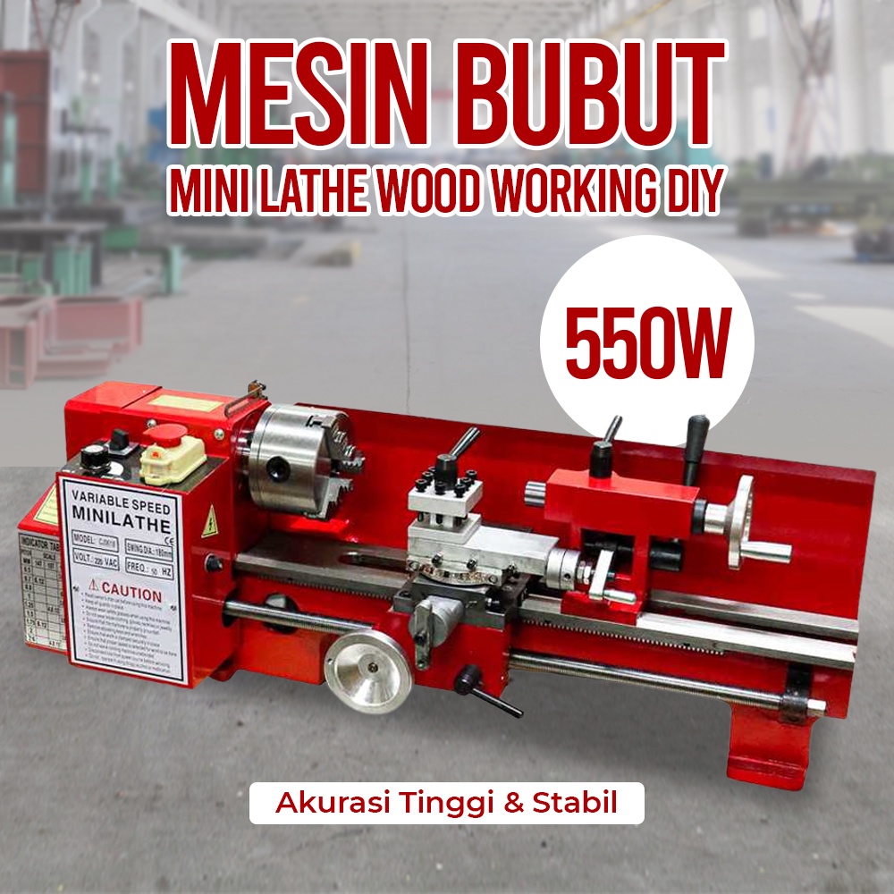 Jual Mini Mesin Bubut Logam Lathe Wood Metal Working DIY 550W CJ0618 ...