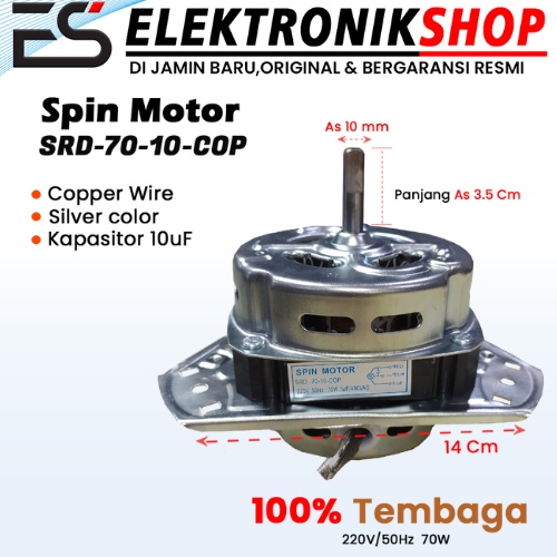 Jual (A) Dinamo Spin Sharp / Motor Pengering Mesin Cuci Tembaga 10mm - SRD-70-10-COP | Shopee ...