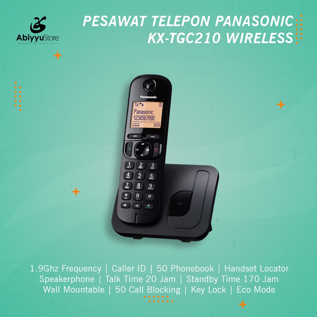 Jual Pesawat Telepon Cordless Panasonic KX-TGC210 Telephone Wireless Rumah Kantor Indihome ...
