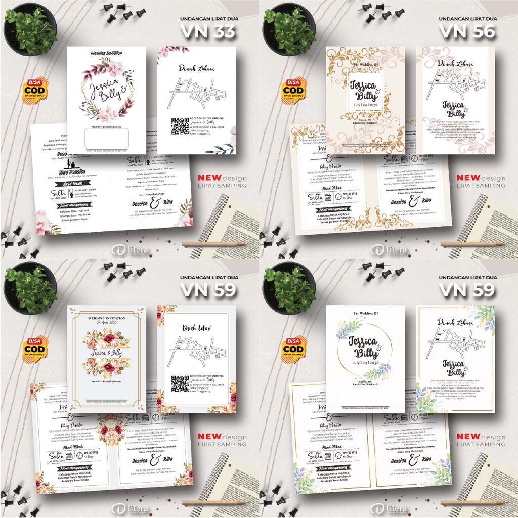 Jual 12 Undangan Pernikahan Nikah Murah Kekinian, Minimalis, Vintage ...