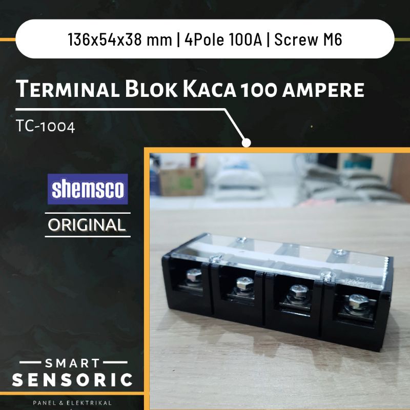 Jual 4P 100A Terminal Blok Kaca Shemsco TC-1004 Screw M6 | Shopee Indonesia