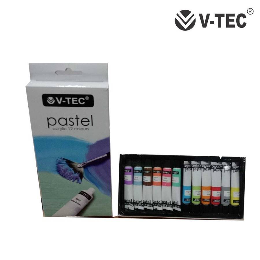 Jual Cat Acrylic Pastel Colour VTEC Cat Akrilik 12 Warna 6ml V-Tec | Shopee Indonesia