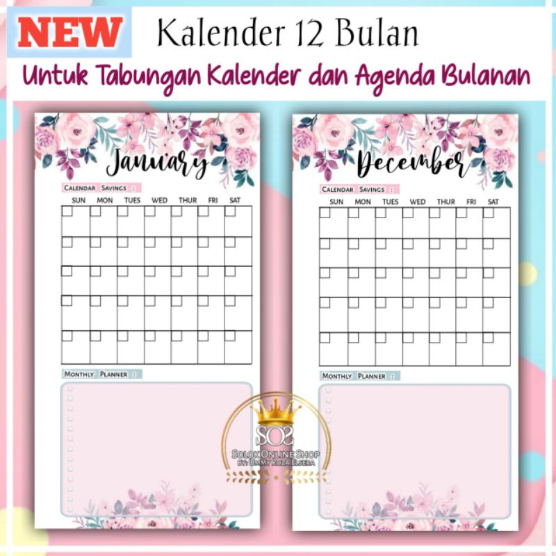 Jual Kalender Tabungan & Schedule 12 Bulan Untuk Binder A6 | Shopee ...