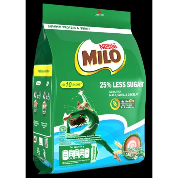 Jual MILO less sugar pouch bag 10x28g | Shopee Indonesia