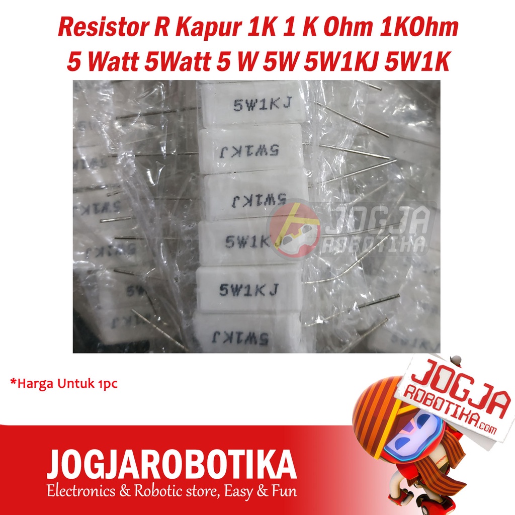 Jual Resistor R Kapur 1K 1 K Ohm 1KOhm 5 Watt 5Watt 5 W 5W 5W1KJ 5W1K ...