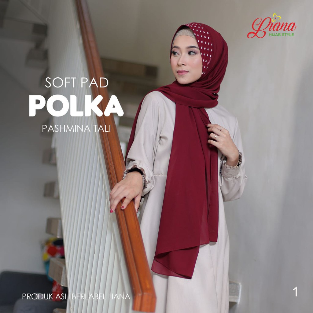 Jual Jilbab Pashmina Soft Pad Polka Tali Ori Liana Hijab BY QOID ...