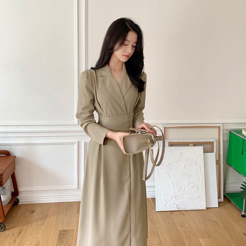 Jual Bian Dress Korean Simple Basic Polos Dinner Casual Gaun Formal ...