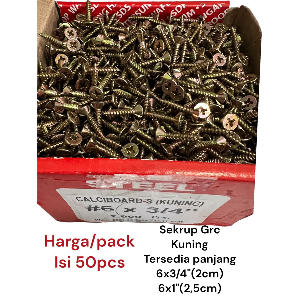 Jual SEKRUP GRC KUNING / SKRUP KALSI BOARD 6x3/4" 2cm 6x1" 21/2cm ...