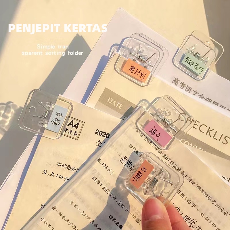 Jual Binder Clip Square Paper Clip PET Transparent Klip Kertas Binder ...