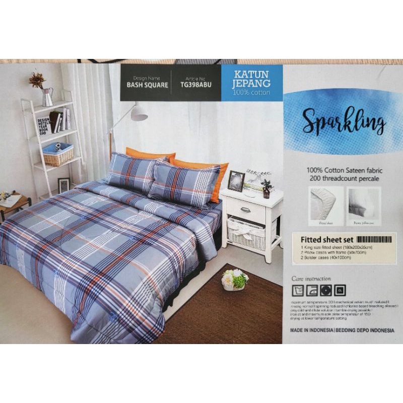 Jual seprei 180x200x35 katun jepang "bash square" | Shopee Indonesia