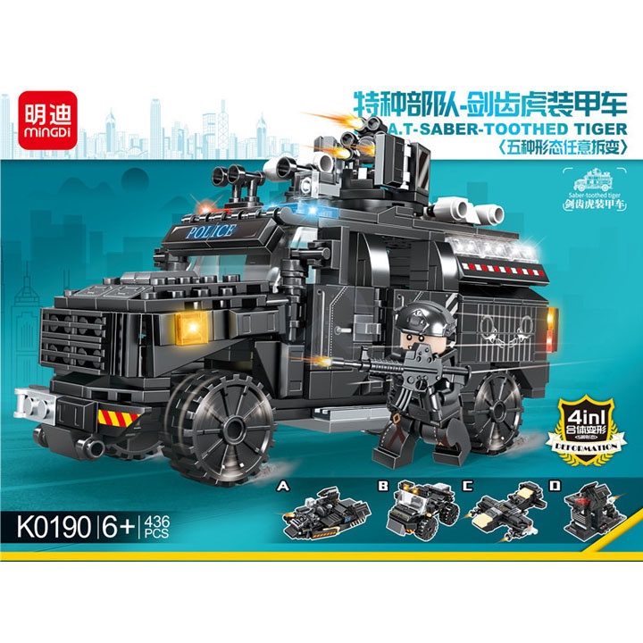 Jual 1 Pc Mainan Bricks/Balok SWAT Saber-Toothed Tiger Bentuk Mobil Baja Polisi (436pcs ...