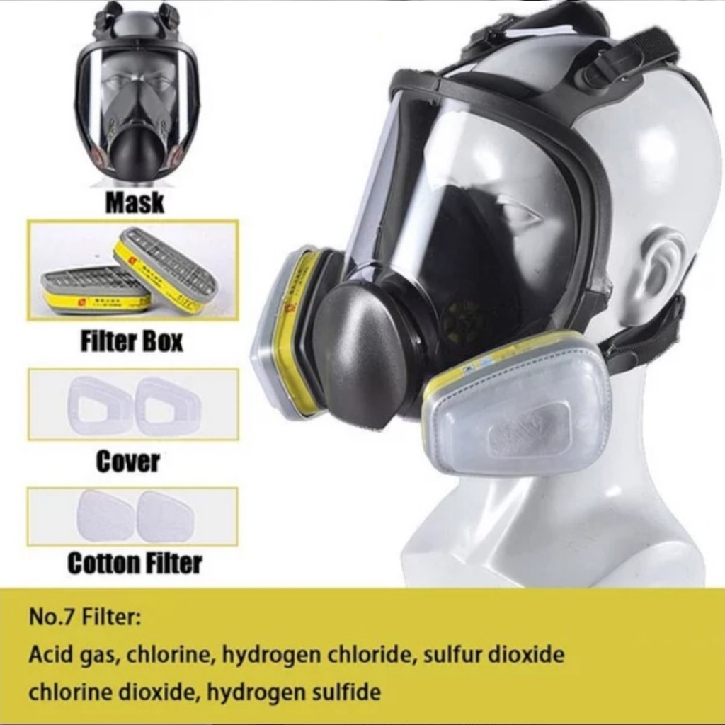 Jual MASKER GAS FULL FACE RESPIRATOR MASK WITH N95 AND AMONIA 6800 ...