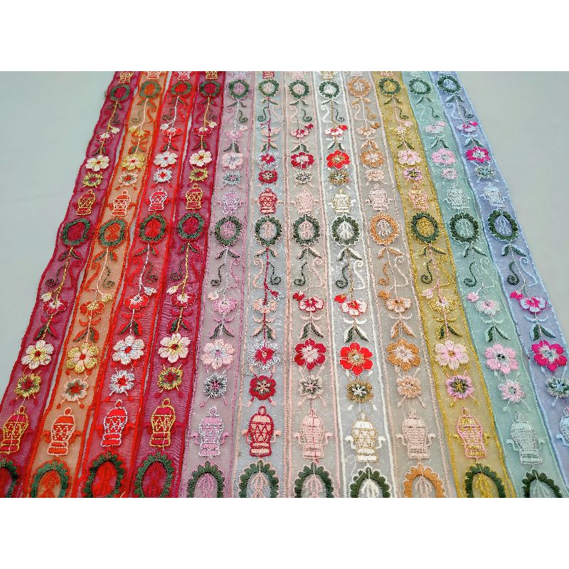 Jual Renda shanghai bunga guci || Bordiran | Shopee Indonesia