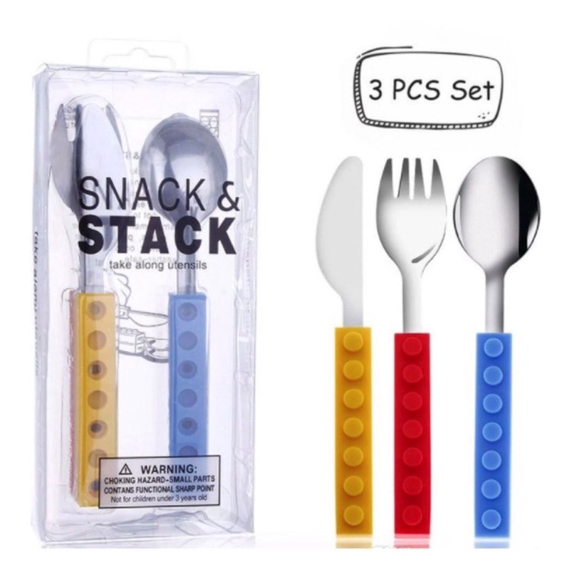Jual Snack & Stack Spoon Fork Set Sendok Garpu Set Lego Cuttlery Set ...