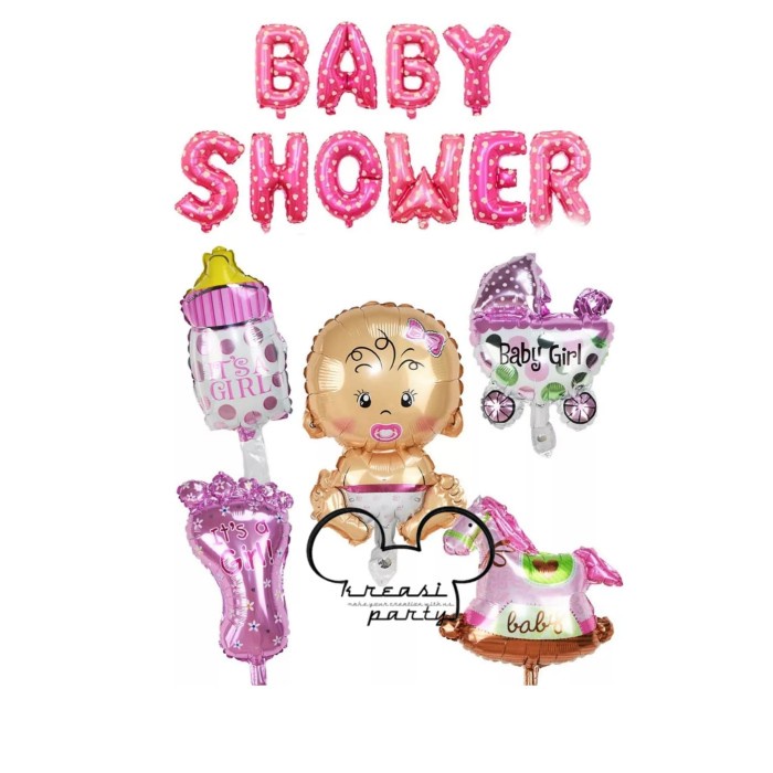 Jual Balon Foil Set Baby Girl / Balon Baby Shower / Balon Baby Girl ...