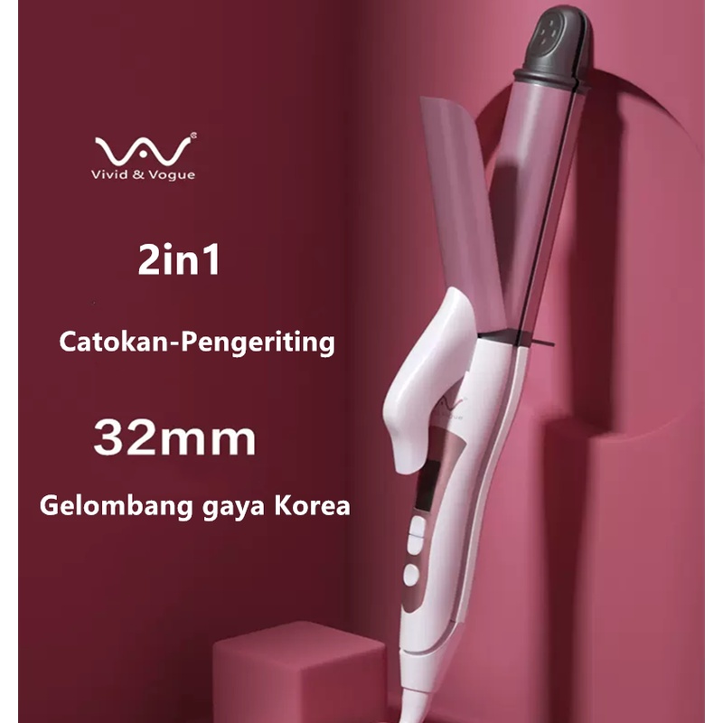 Jual Vivid&Vogue Ion Tahan Lama Catokan Rambut Curly 2in1 PINK Catok ...