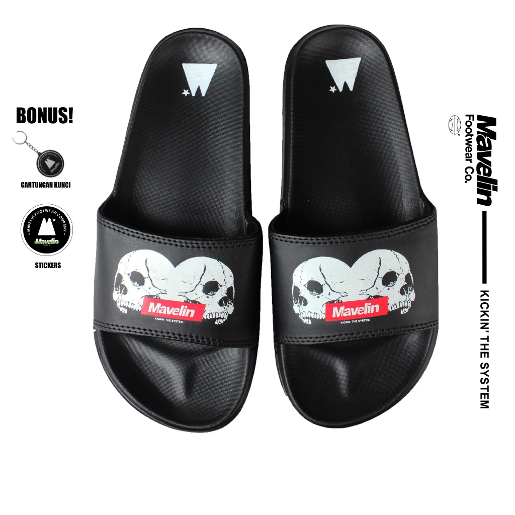 Jual Mavelin - Skul Mavelin Red | Slippers Slide | Sandal Pria | Sandal ...