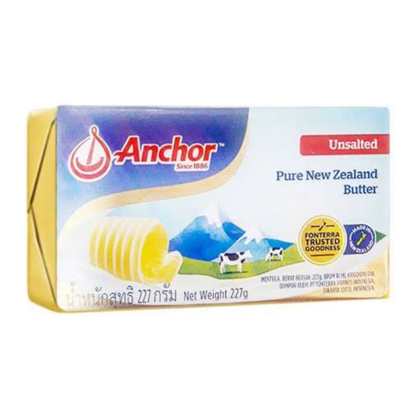 Jual Butter anchor unsalted 200 gr | Shopee Indonesia