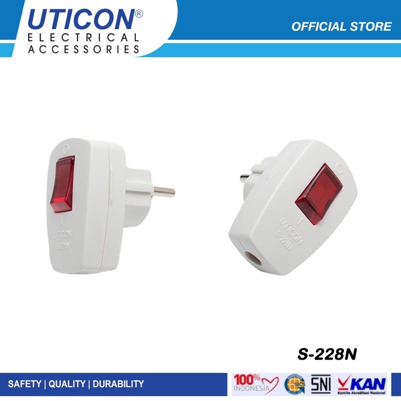 Jual Steker Saklar Uticon Lampu Plug With Neon S-228 Colokan Uticon ...