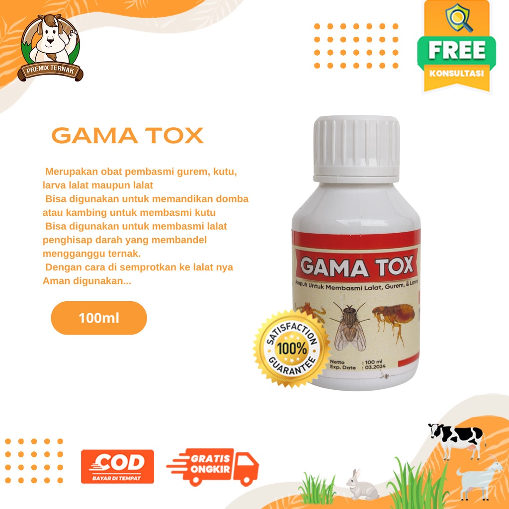 Jual GAMA TOX 100 ML - Obat Lalat Spray Pembasmi Larva Lalat Gurem Kutu ...
