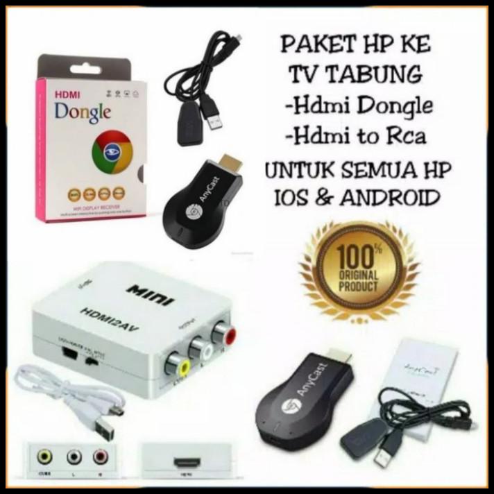 Jual Paket Anycast Dongle + Hdmi To Av Alat Converter Dari Hp Ke Tv Tabung | Shopee Indonesia